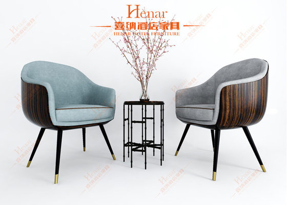 OEM Modern Dining Room Chairs With Wooden Leg / Metal Capping Fabric Upholstery