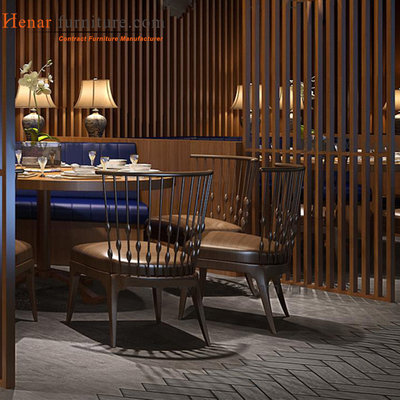 Hotel Furniture Wooden Modern Restaurant Dining Room Booth And Chairs