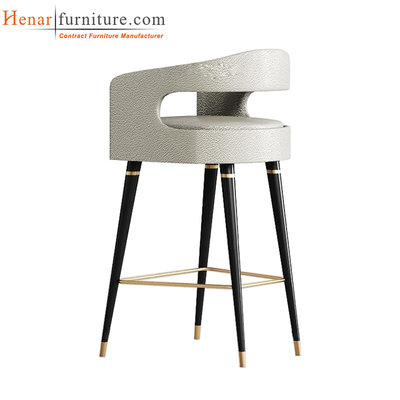Black Walnut Modern Bar Chairs , Breakfast Bar Stools With Grain Leather