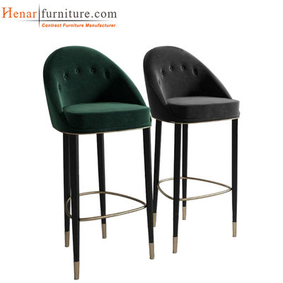 Black Finish Modern Tufted Kitchen Bar Stools / Counter Height Bar Chairs