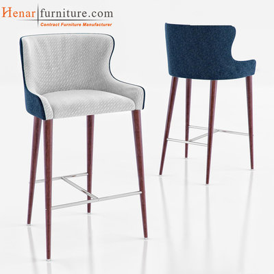 Wooden Breakfast Bar Stools / High Strength Modern Bar Chairs with Fabric Seat