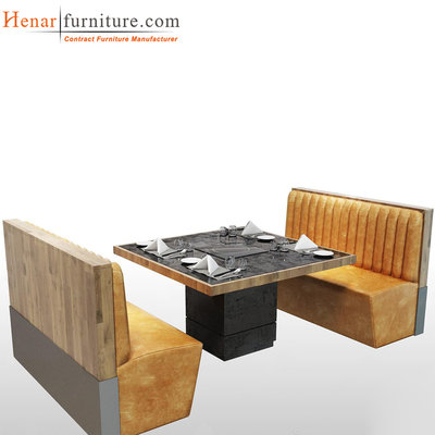 Contemporary Fabric Restaurant Booth Furniture , Wooden Coffee Shop Booths