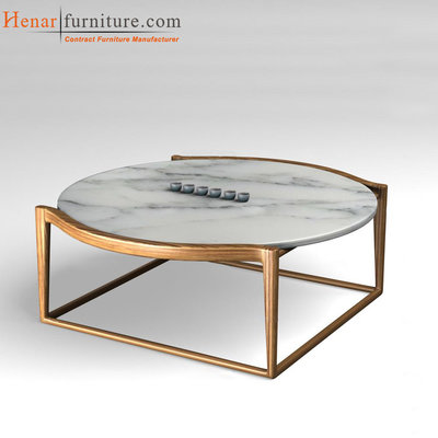 Ash Wood Square Base Modern Dining Room Round Marble top Coffee Tables