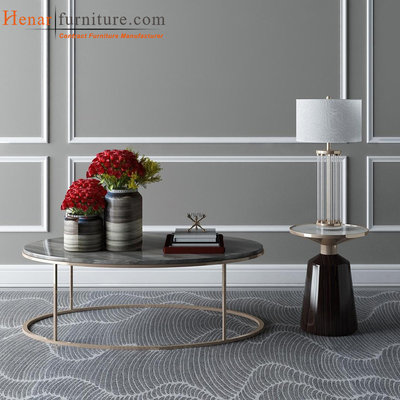 Flash Furniture Henar Collection Marble Coffee Table with Matte Gold Frame