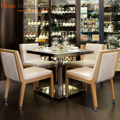 Solid Ash Wood Restaurant Furniture Light Timber Dining Chairs With Flush Seat