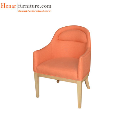 Orange Fabric Upholsotery Wooden Frame Dining Chair Hotel Restaurant Furniture