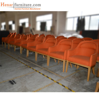 Orange Fabric Upholsotery Wooden Frame Dining Chair Hotel Restaurant Furniture