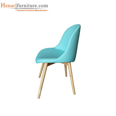 Simple Design Teak Wood Leg Leather Upholstery Dining Chair Restaurant Furniture