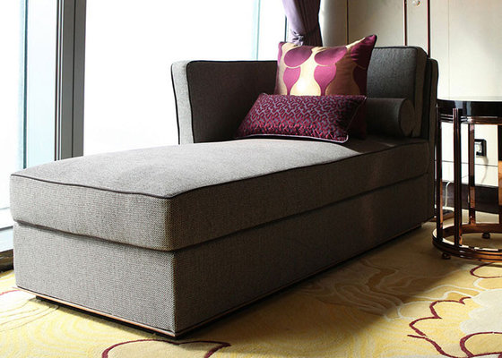Modern Linen Fabric Wooden Lounge Chair , Grey Elegant Chaise Lounge Sofa