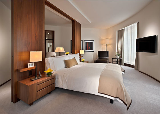Modern Mahogany Panel Commercial Hotel Furniture With King Size Bed
