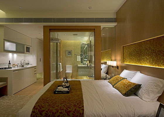 E1 Wooden Panel Commercial Hotel Furniture , Studio Apartment Furniture