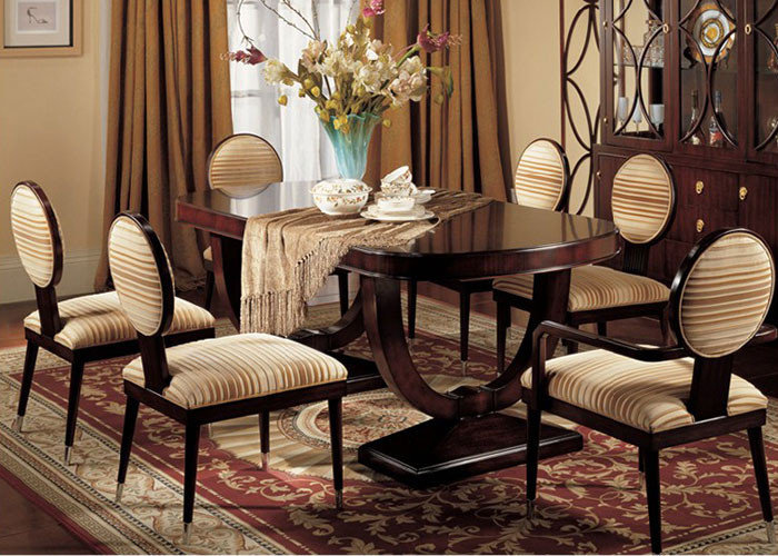 Custom Luxury Dining Room Furniture Sets 180cm Wood Rectangular Dining Table