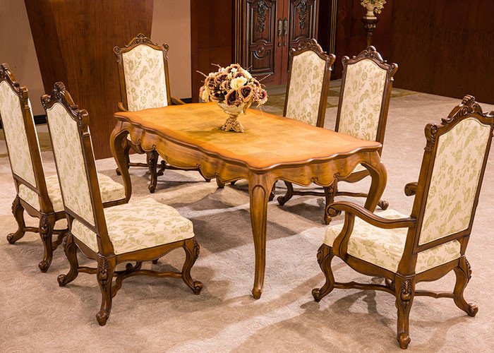 OEM Antique Luxury Dining Room Furniture , Dining Room Table And Chair Sets