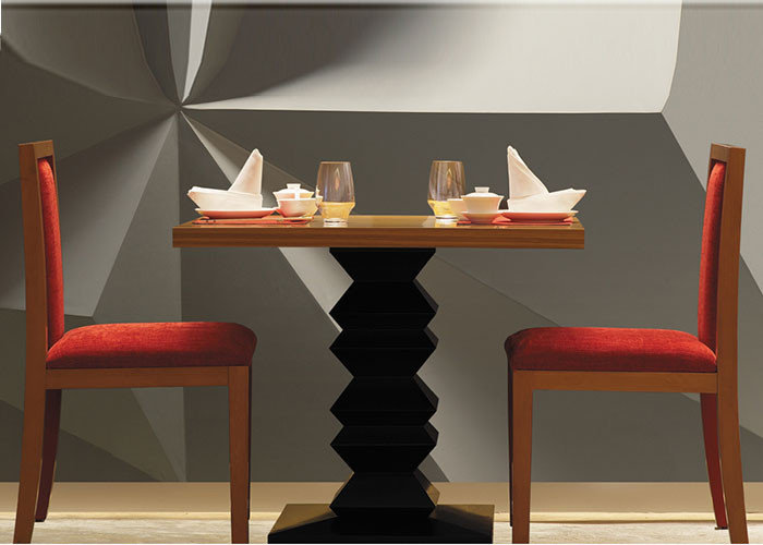 Dark Teak Modern Hotel Dining Table , Country Restaurant Table And Chairs Sets