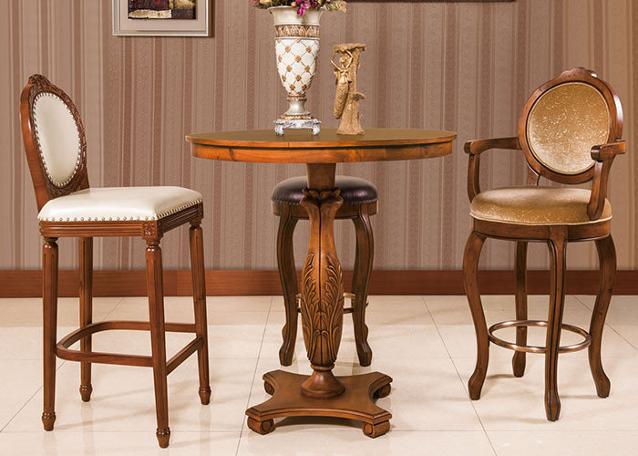 Classic Espresso Counter Height Bar Stools , Wooden Swivel Bar Chairs With Back