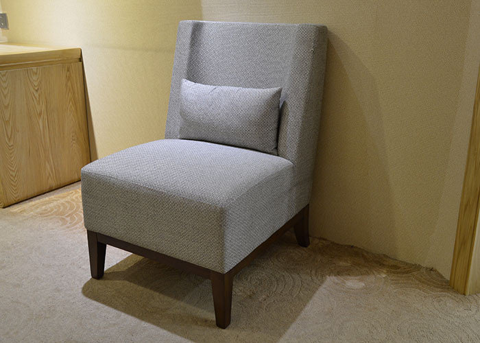 Comfortable Wooden Chaise Lounges Gray Multi Fabric Upholstered Lobby Chair