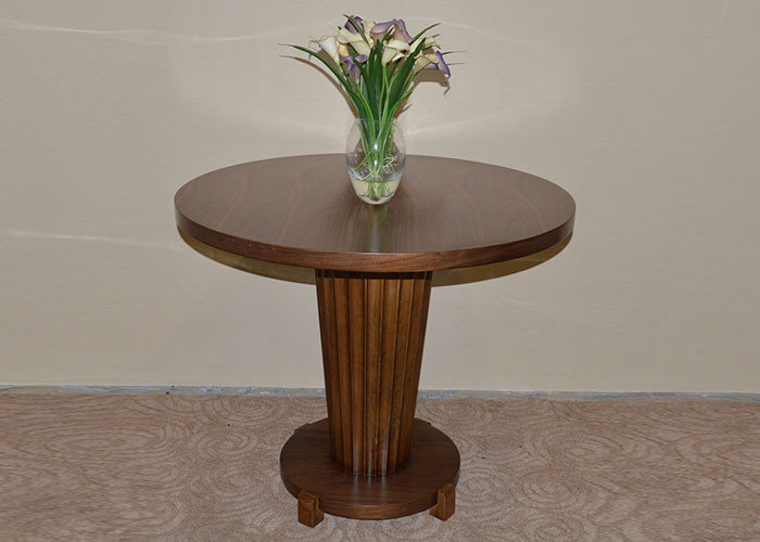 Solid Wood ø90 Round Modern Dining Room Tables with Walnut Veneer Finished