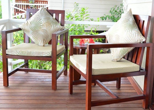 Customized Garden / Balcony Wooden Lounge Chair Solid Wood Outdoor Furniture