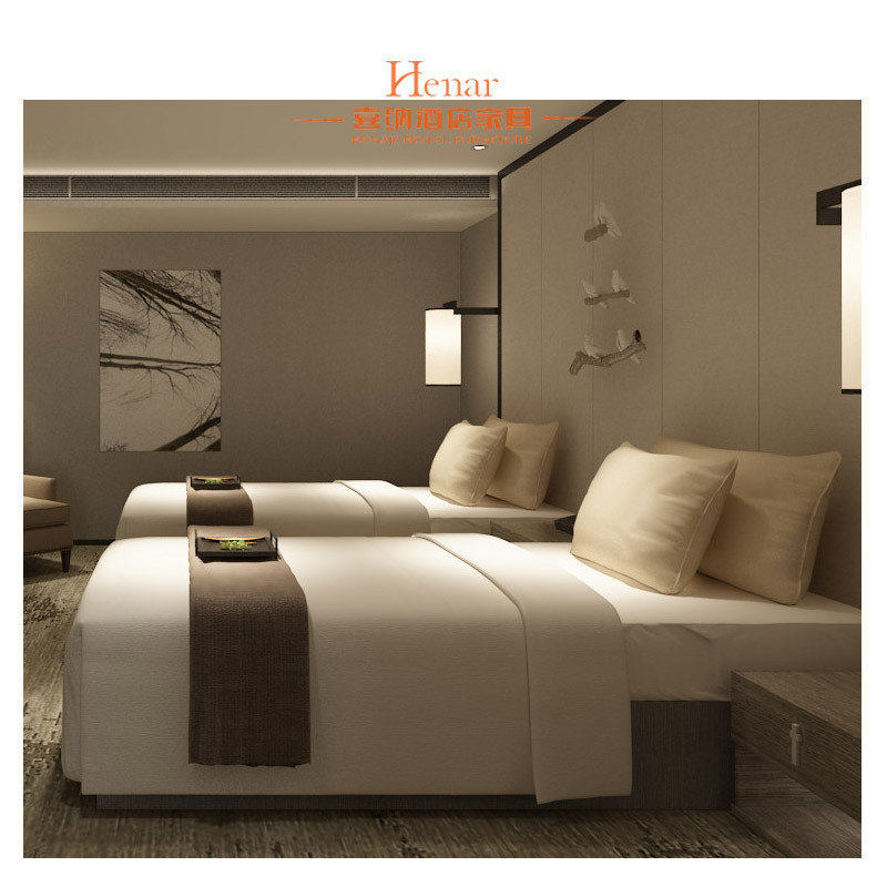 Villa Furniture Hotel Twin Beds Environmental Friendly Lacquer
