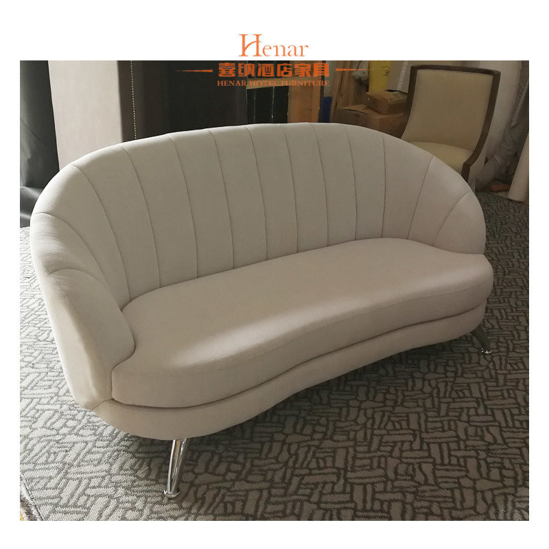 Three Seats Fabric Home and Hotel Lobby Sofa with Stainless Steel Leg