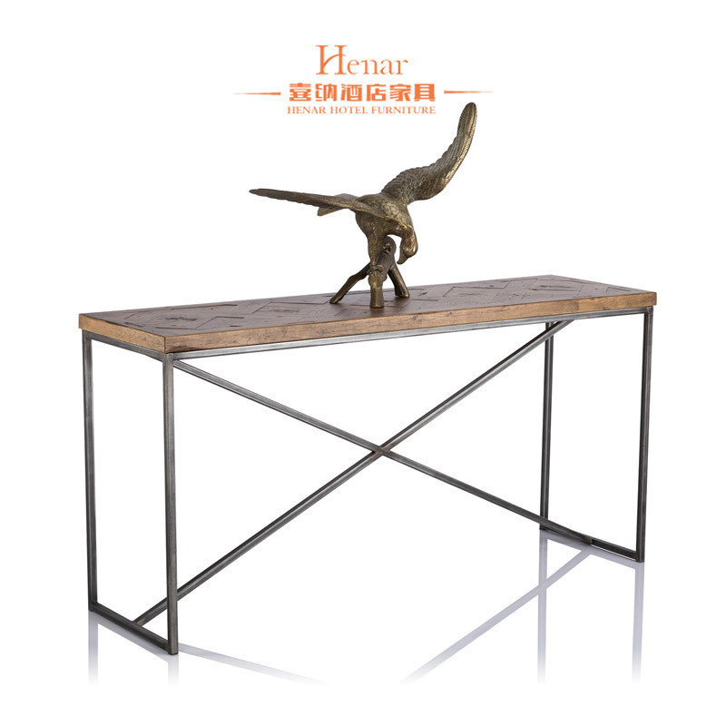 Unique Wooden Top Metal Base Hallway Console Table for Hotel Furniture