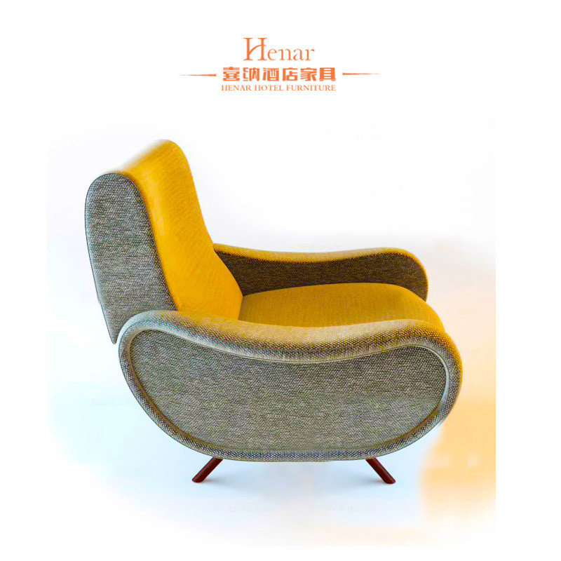 Fabric Hotel Indoor Wooden Lounge Chair Leisure Single Seater Customized