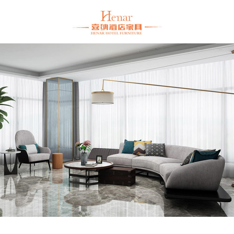 Modern Standard Fabric Hotel Lobby Sofa for Living Room Fire Resistant