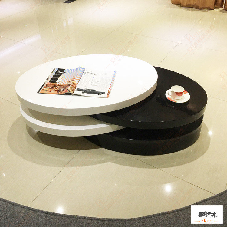 Contemporary High Gloss Small Oval Rotatable Coffee Table / Living Room Furniture
