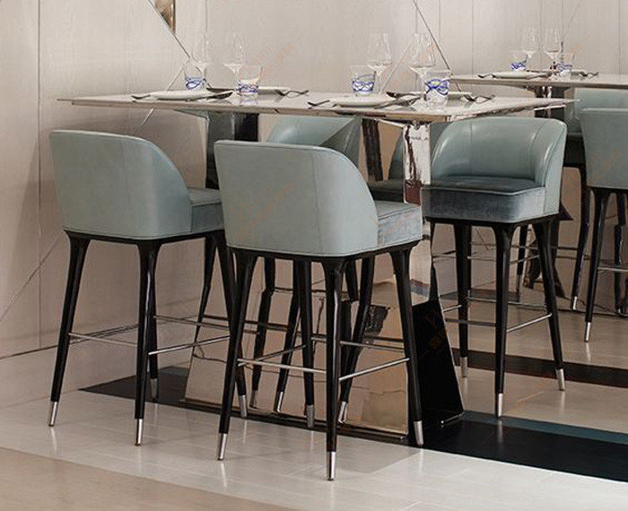 Hotel Restaurant Mid Century Modern Bar Chairs / Upholstered Counter Height Bar Stools