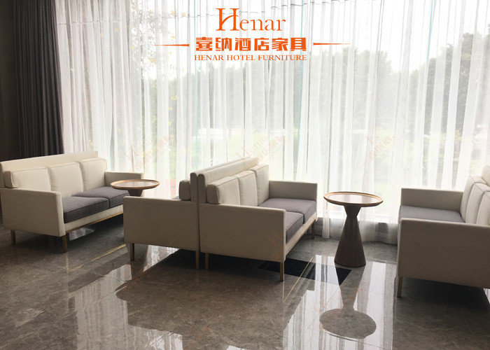 Modern Commercial Hotel Furniture , Leisure Sofa Chair With Metal Leg Fabric Upholstery