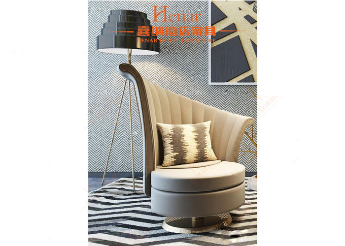 Standard Contemporary Hotel Furniture Lobby Sofa Single Seat With Arc Back
