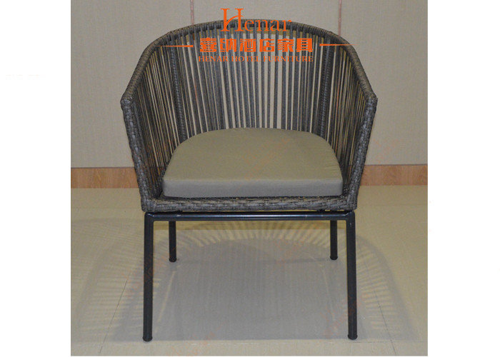 Fashion PE Rattan Wicker Dinning Chairs With Metal Leg For Outdoor Restaurant