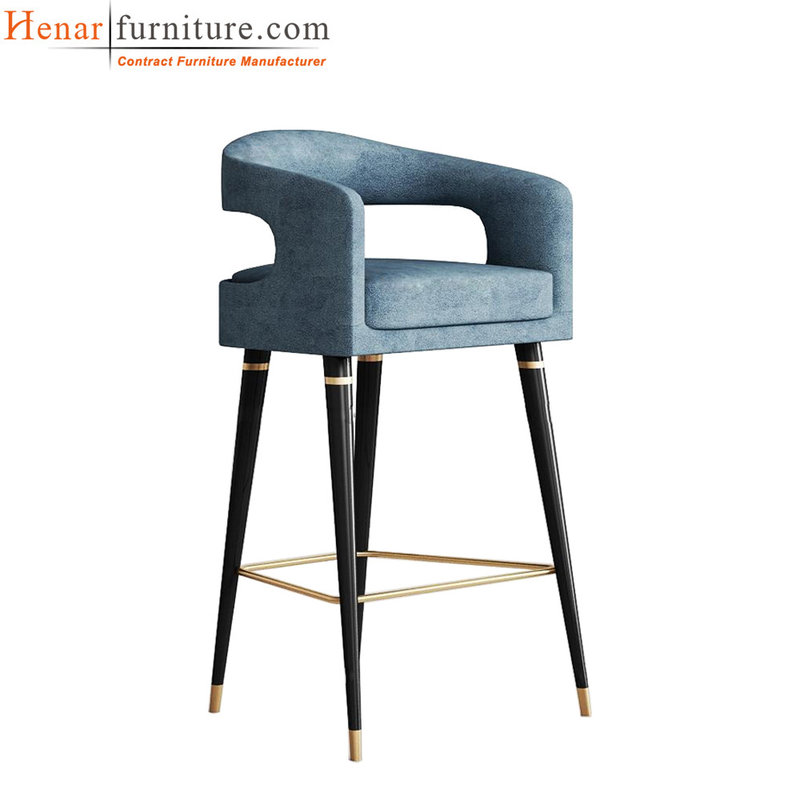 Black Walnut Modern Bar Chairs , Breakfast Bar Stools With Grain Leather
