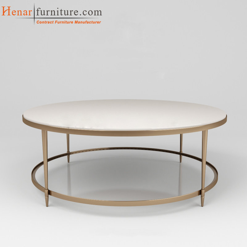 International Hotel Living Room Luxury Round Coffee Table in Satin Gold
