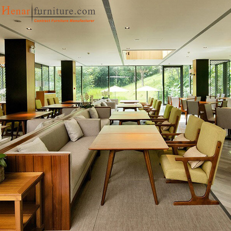 Brown Solid Wooden Restaurant Dining Room Armchairs with Fabric Upholstery