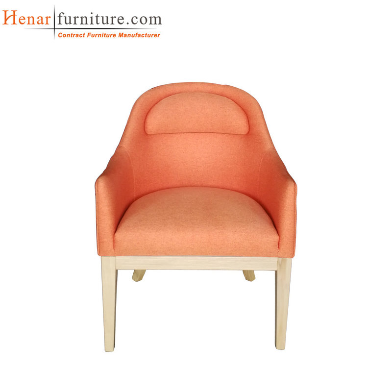 Orange Fabric Upholsotery Wooden Frame Dining Chair Hotel Restaurant Furniture