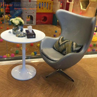 Luxury Living Room Hotel Lobby Furniture Gray Leather Egg Chair with Padded