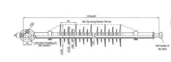 zusammengesetzter Isolator des Silikon-145KV mit Augen-/Ball-populärem Produkt in Australien