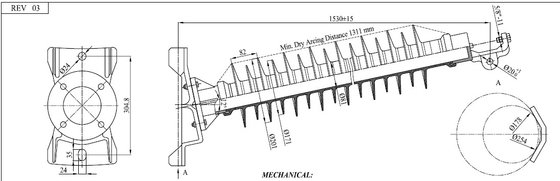 Zusammengesetzte Polymer-Aufenthalts-Art Isolator 132KV 13.7KN mit Klammer, 29 Hallen