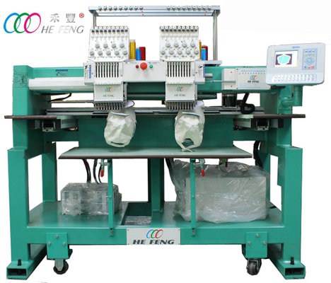 Small Compact Tubular Embroidery Machine , 2 Heads 12 Needles With Servo Motor