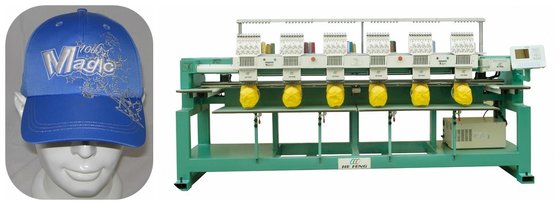 Automatic 6 Heads Computerized Cap Embroidery Machine , 5 " LCD Screen