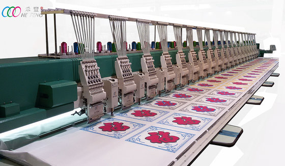 20 Heads Commercial Embroidery Equipment , Mixed Chenille And Flatbed Embroidery