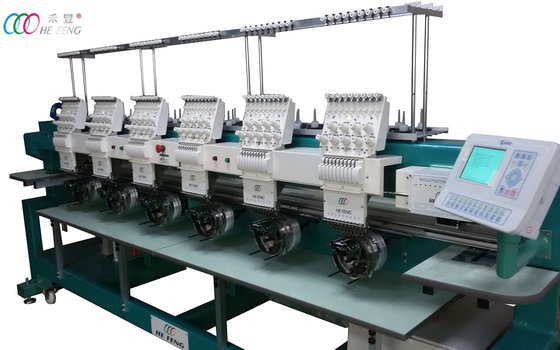 Multi-functional 6 Heads 9 Needles Embroidery Machine For Cap / Ready Made Garment / Flatbed