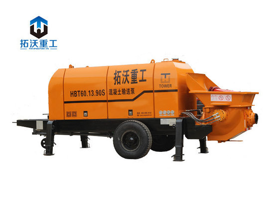 High Efficiency Trailer Mounted Hydraulic Concrete Pump , Cement Pump