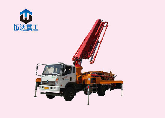 Truck Mounted Concrete Mixer Pump Truck Remote Control With 25m Boom