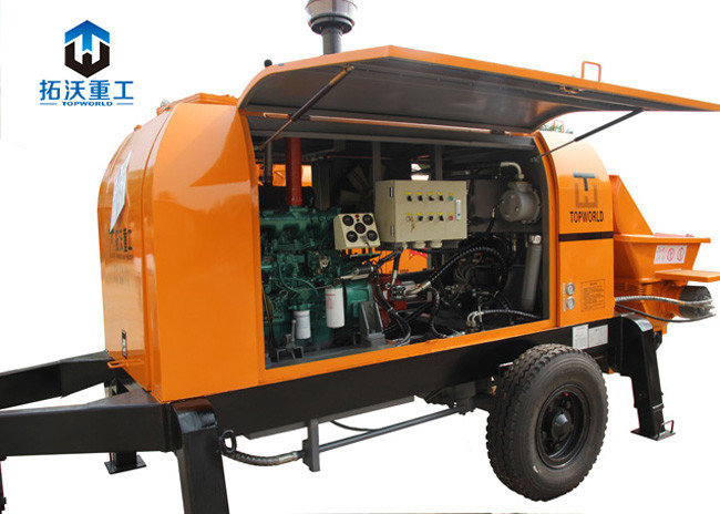 176KW Diesel Power Trailer Mounted Concrete Pump With Optimized Hopper