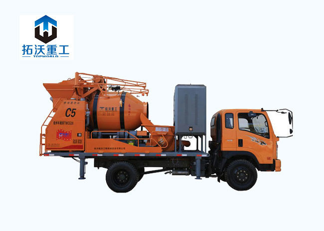 13.58 T Weight Truck Forced Concrete Mixer With φ200×1000 Delivery Cylinder