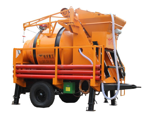 Mobile Mixer Station T8 Concrete Pump Machine 15m3 / H With Cement Boom