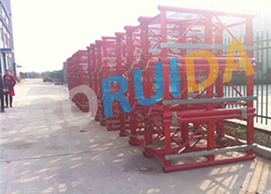 Red Construction Material Hoist Single Cage , Electric Ladder Lift supplier