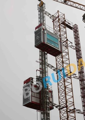 Hot Dipped Zinc Single Building Site Hoist Red Frame Style 1000kgs - 3200kgs supplier